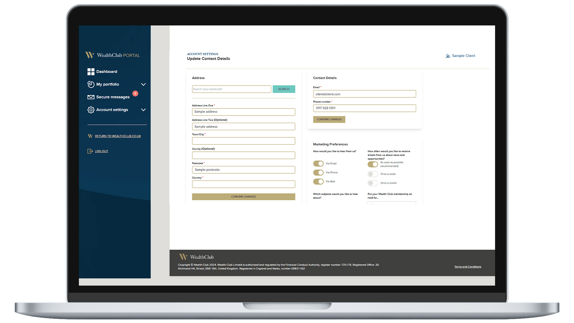 Wealth Club Portal – View your portfolio online