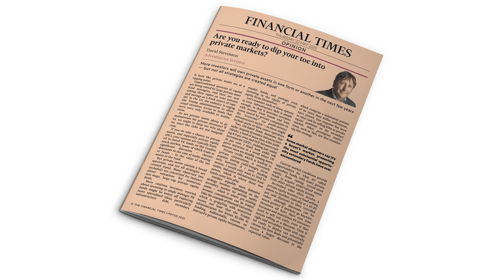 As seen in the FT: “Are you ready to dip your toe into private markets?”